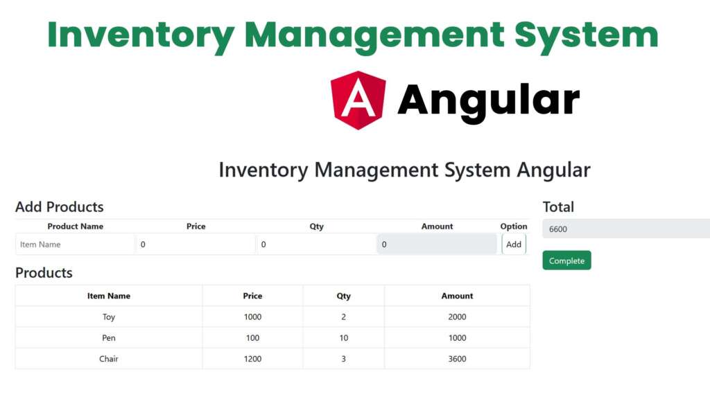 Inventory Management System Angular Step by Step - Tutusfunny
