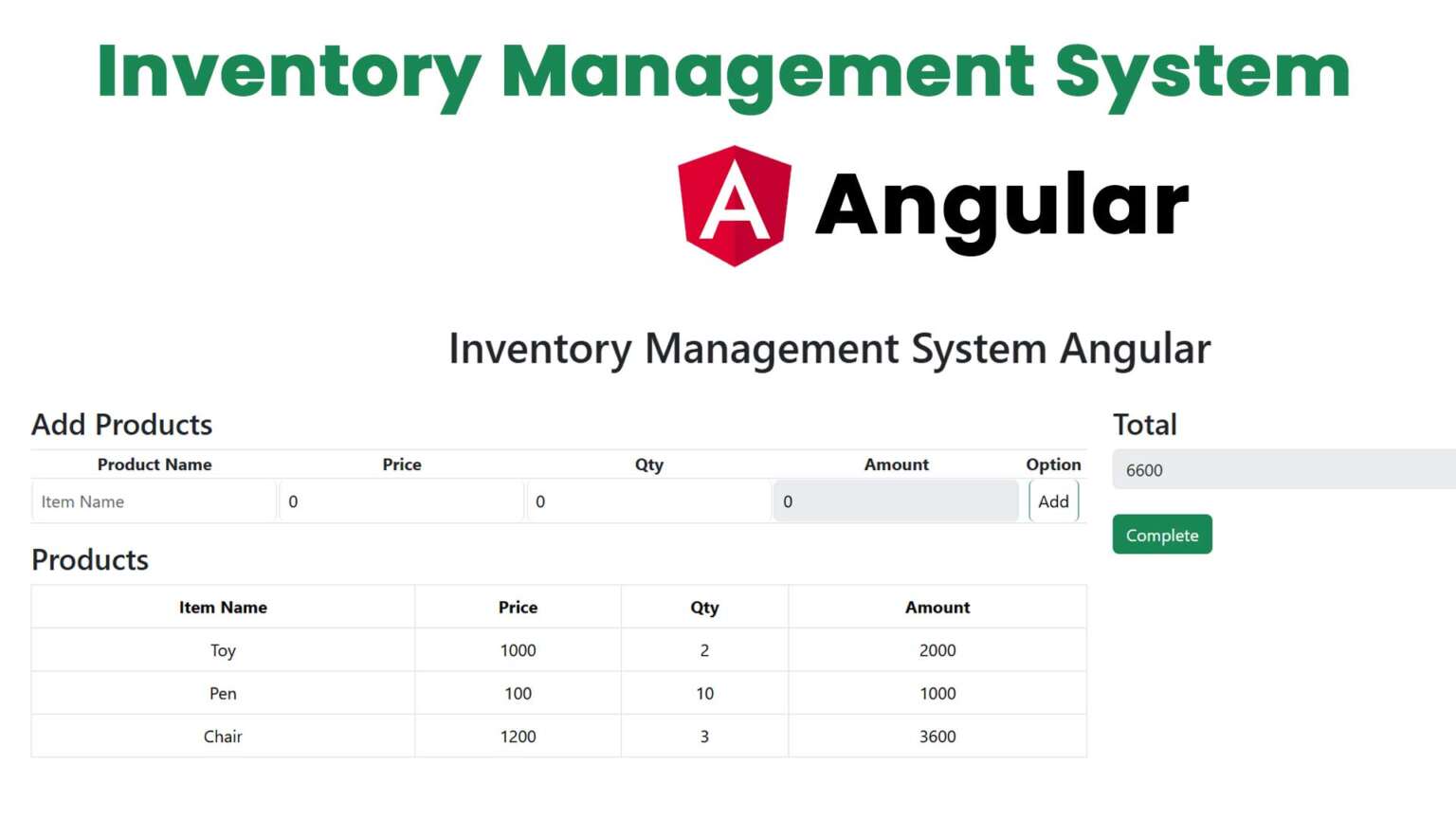 Inventory Management System Angular Step by Step - Tutusfunny
