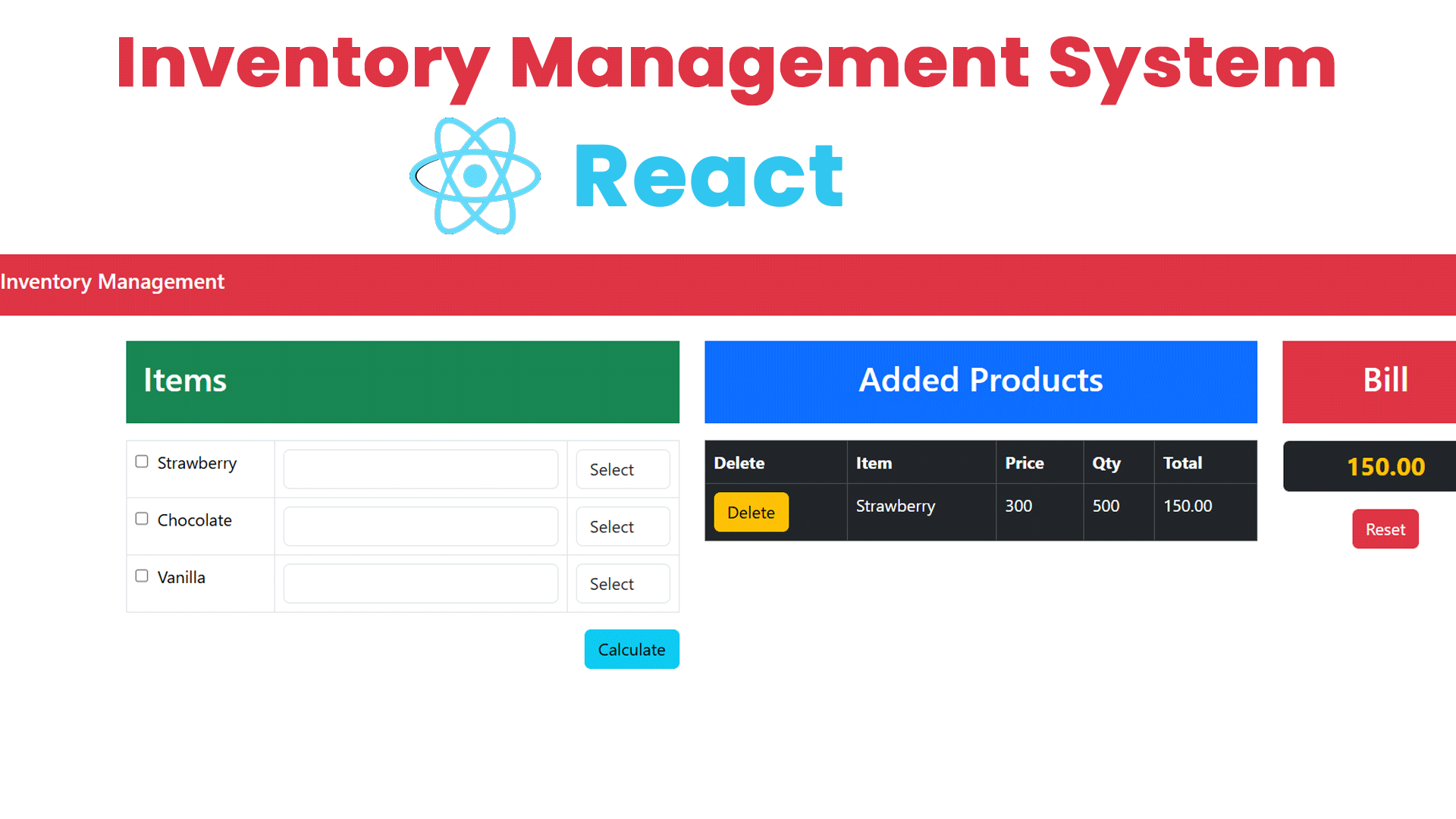 React Inventory Management System Project - Tutusfunny
