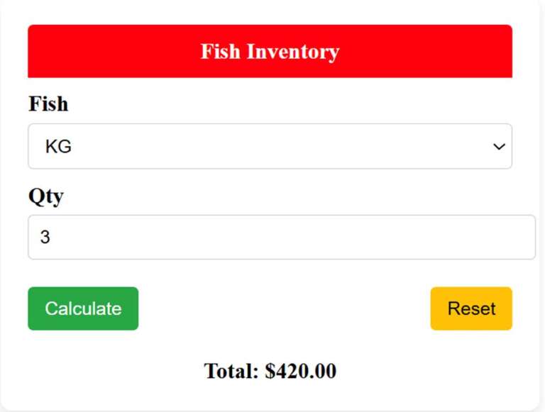 Fish Inventory Shop Management System in Angular - Tutusfunny
