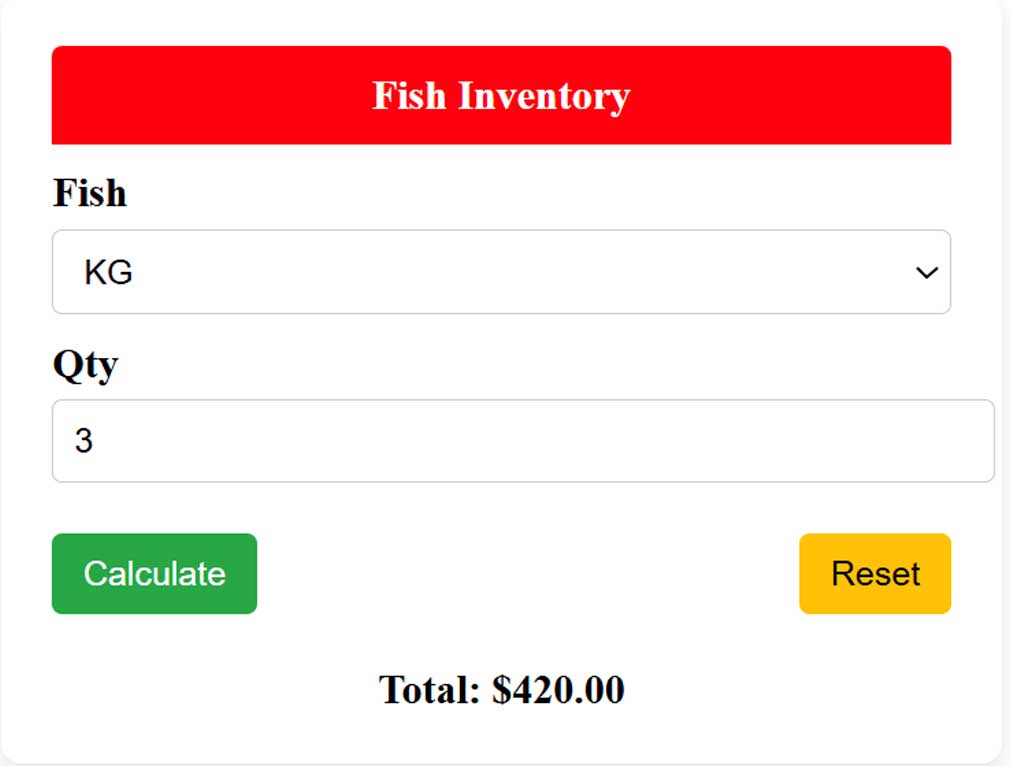 Fish Inventory Shop Management System in Angular - Tutusfunny