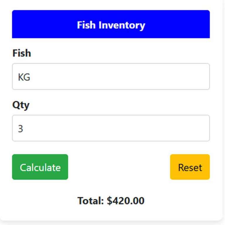 Fish Inventory Management with React - Tutusfunny