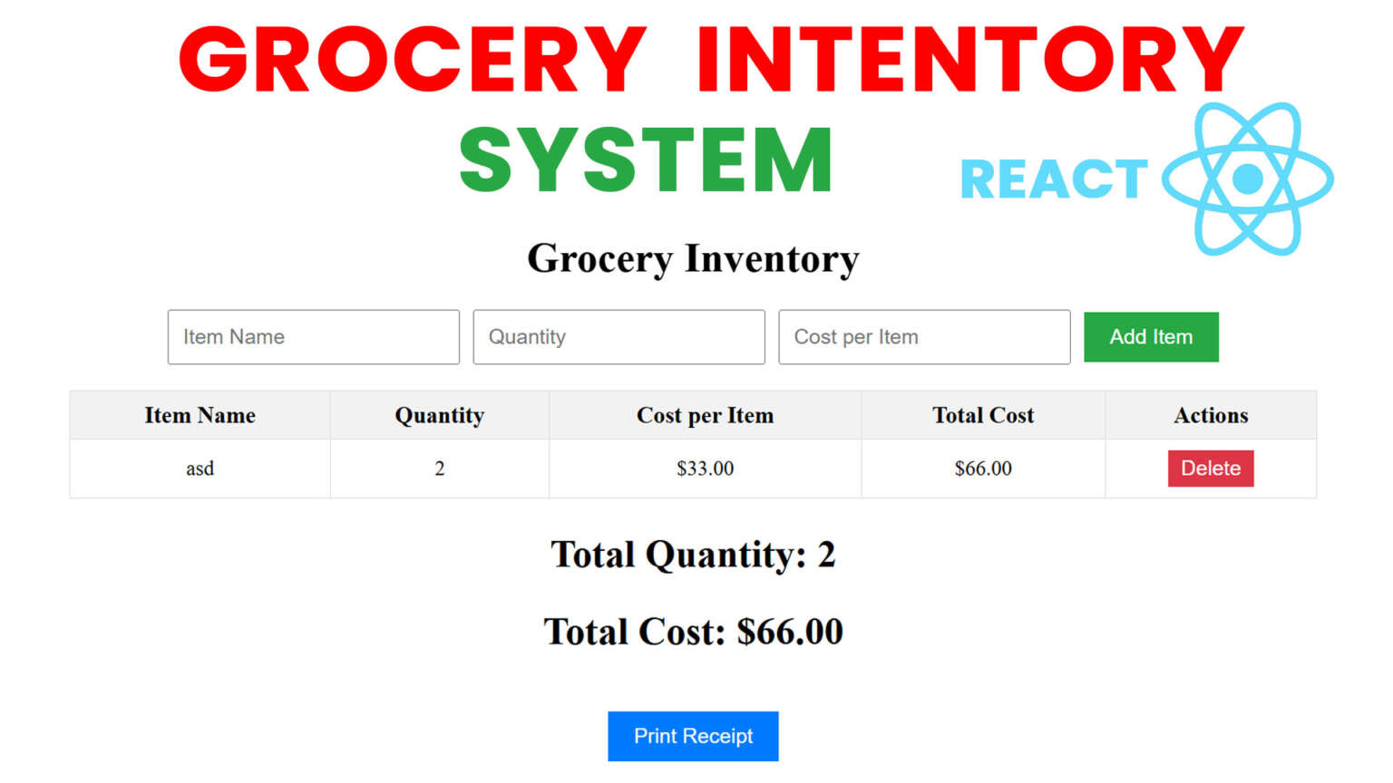 Creating a Grocery Inventory App Using React - Tutusfunny
